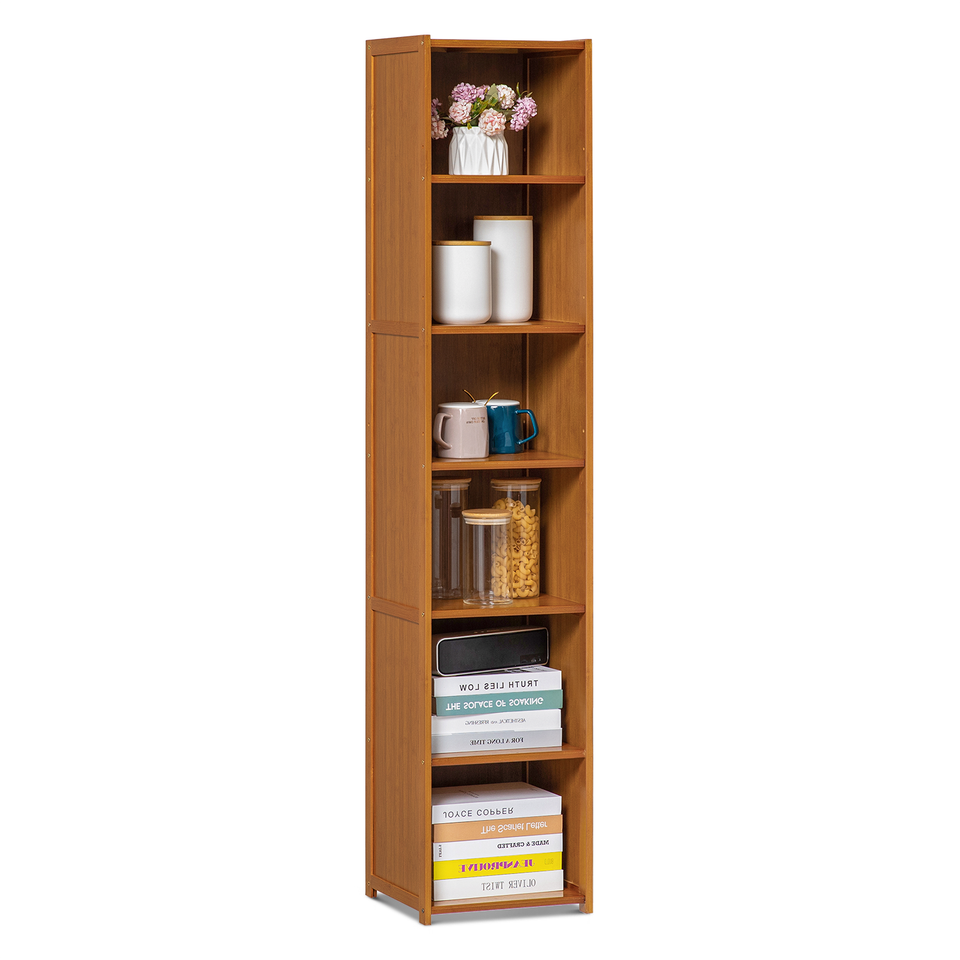 12" Bamboo Bookcase [ADJUSTABLE SHELF] Book Storage Toys Organizer ...