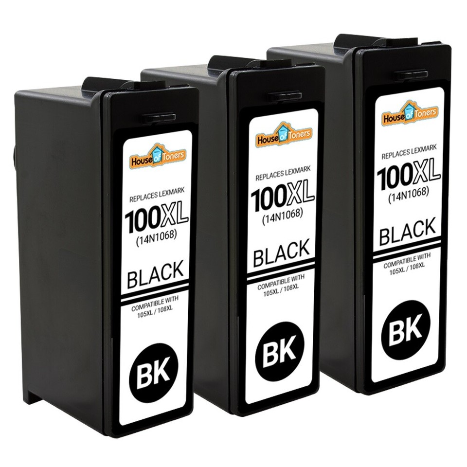 3PK 100 XL Black Ink Cartridges for Lexmark Impact S305 S300 S302 S301 ...