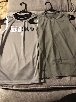 NIKE COMBAT COMPRESSION AND REEBOK LOT OF 2 BOYS SIZE 10 SLEEVELESS ...