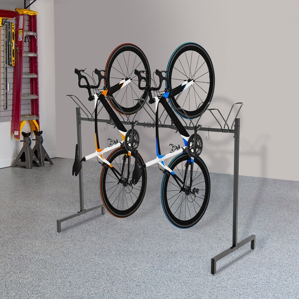 5-Slot Bike Floor Stand Organizer Bicycle Parking Rack Bicycle Storage ...