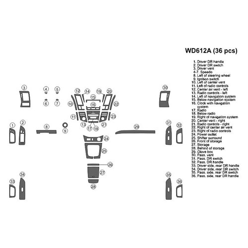 For Lexus RX350 2007-2009 B&I WD612A-SDE 2D Blackwood Large Dash Kit 36 ...