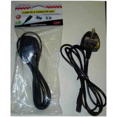Omega 21002 Fig 8 Mains Plug Power Connector Cable1.2m Lead 3A Amp ...