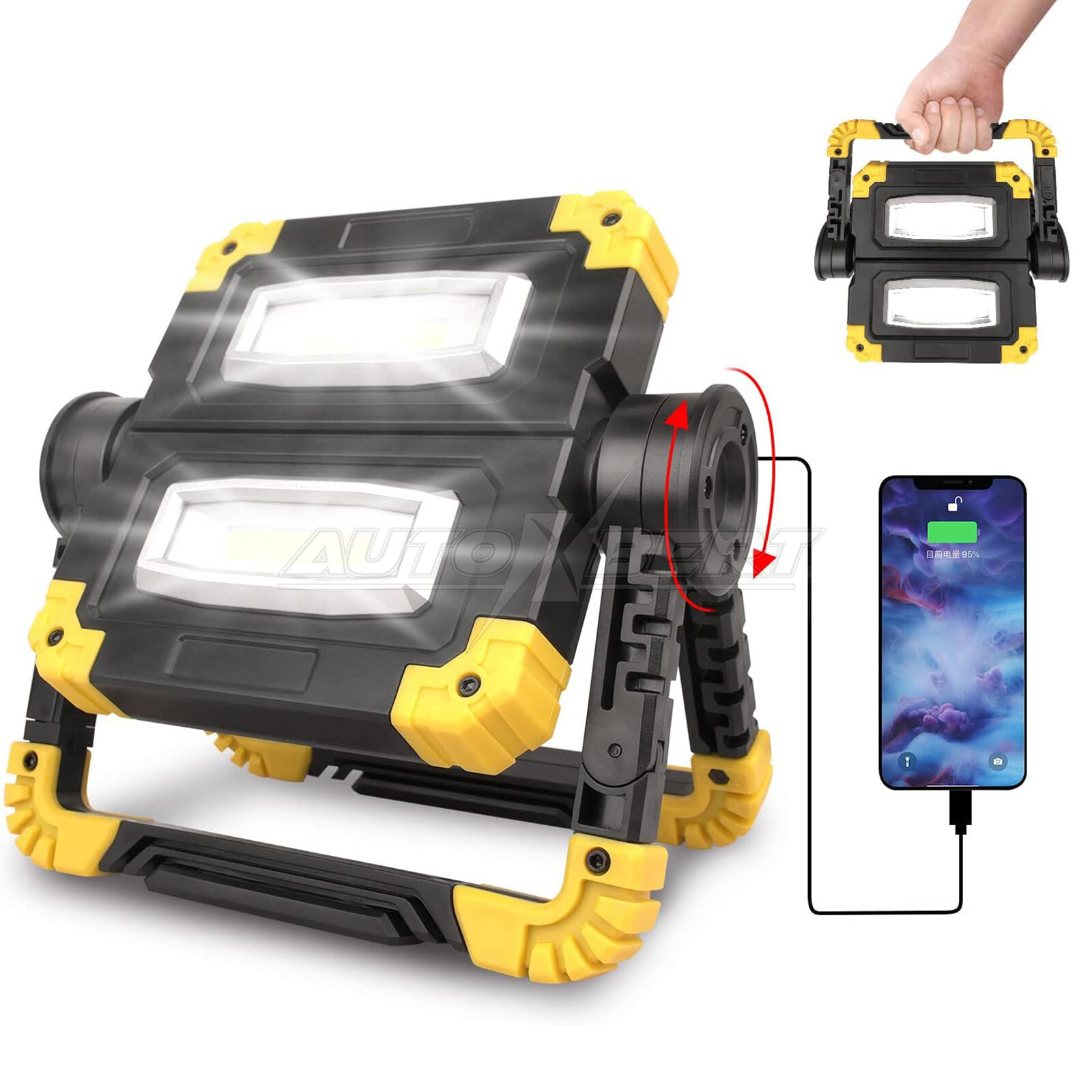 Magnet LED Arbeitsleuchte Akku Aufladbar Baustrahler Flutlicht ...