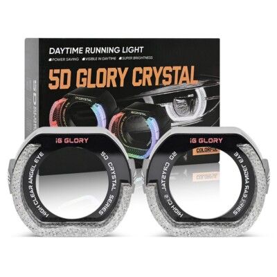 3.0 Inch 5D Crystal RGB White Yellow Angel Eyes Mask LED Halo Rings App ...