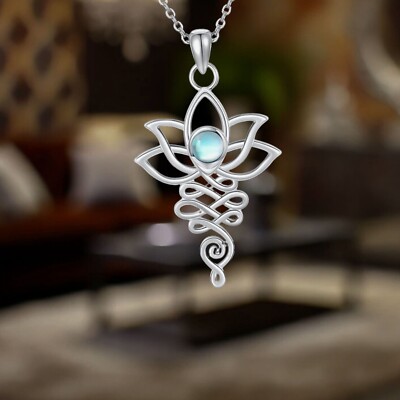 Lotus Flower Necklace For Women 925 Sterling Silver Lotus | eBay