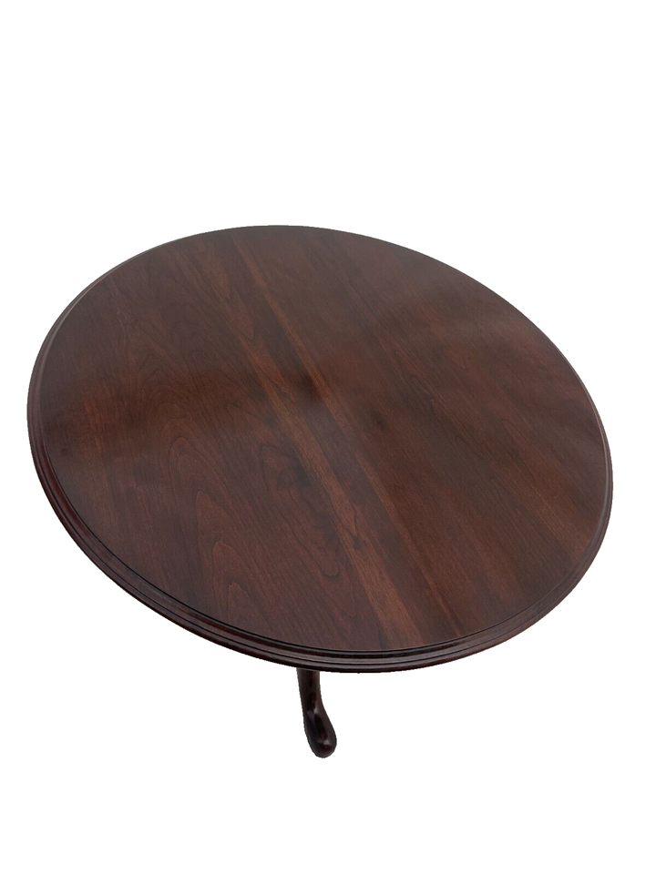 Vintage Ethan Allen Round Tea Table Spinning pedestal Mahogany Entry ...