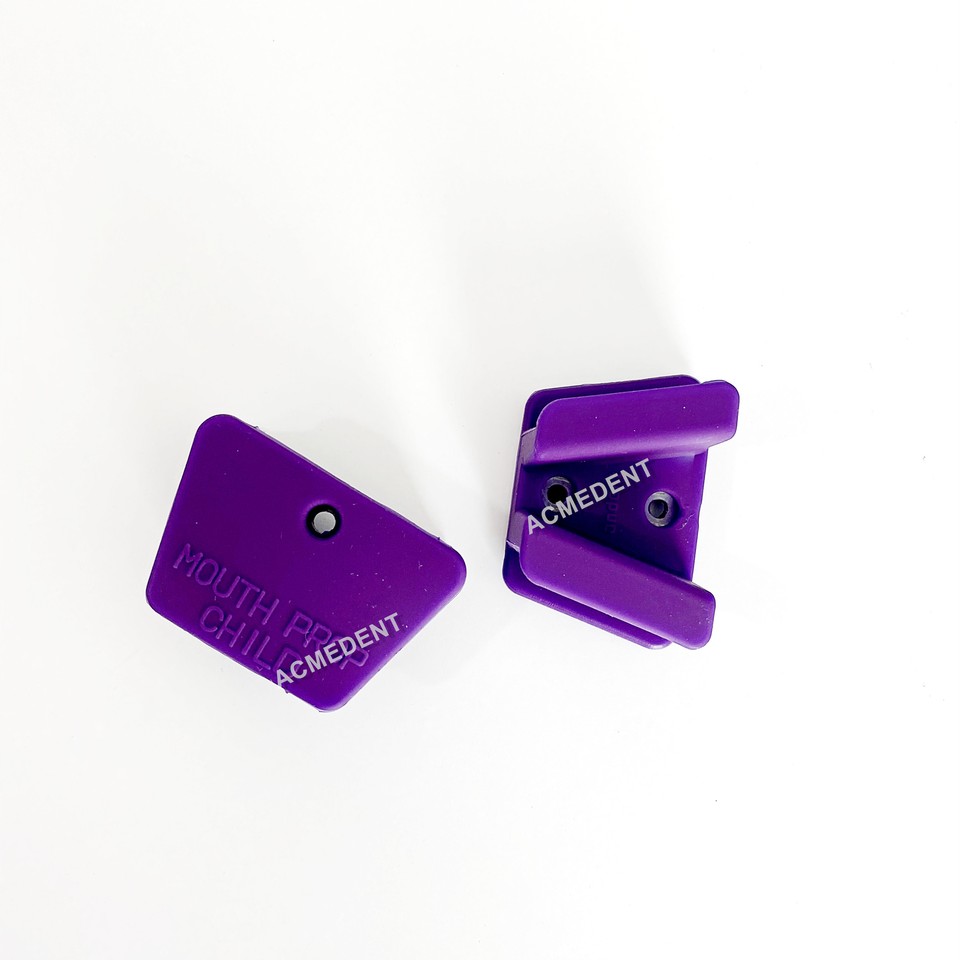 2Pcs Dental Bite Props Purple Block Stainless Inner Adult Child Bite ...