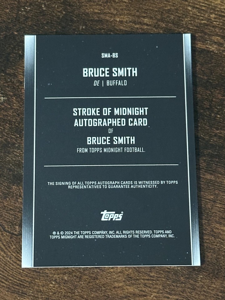 2024 Topps Midnight Football Bruce Smith #SMA-BS Stroke of Midnight ...