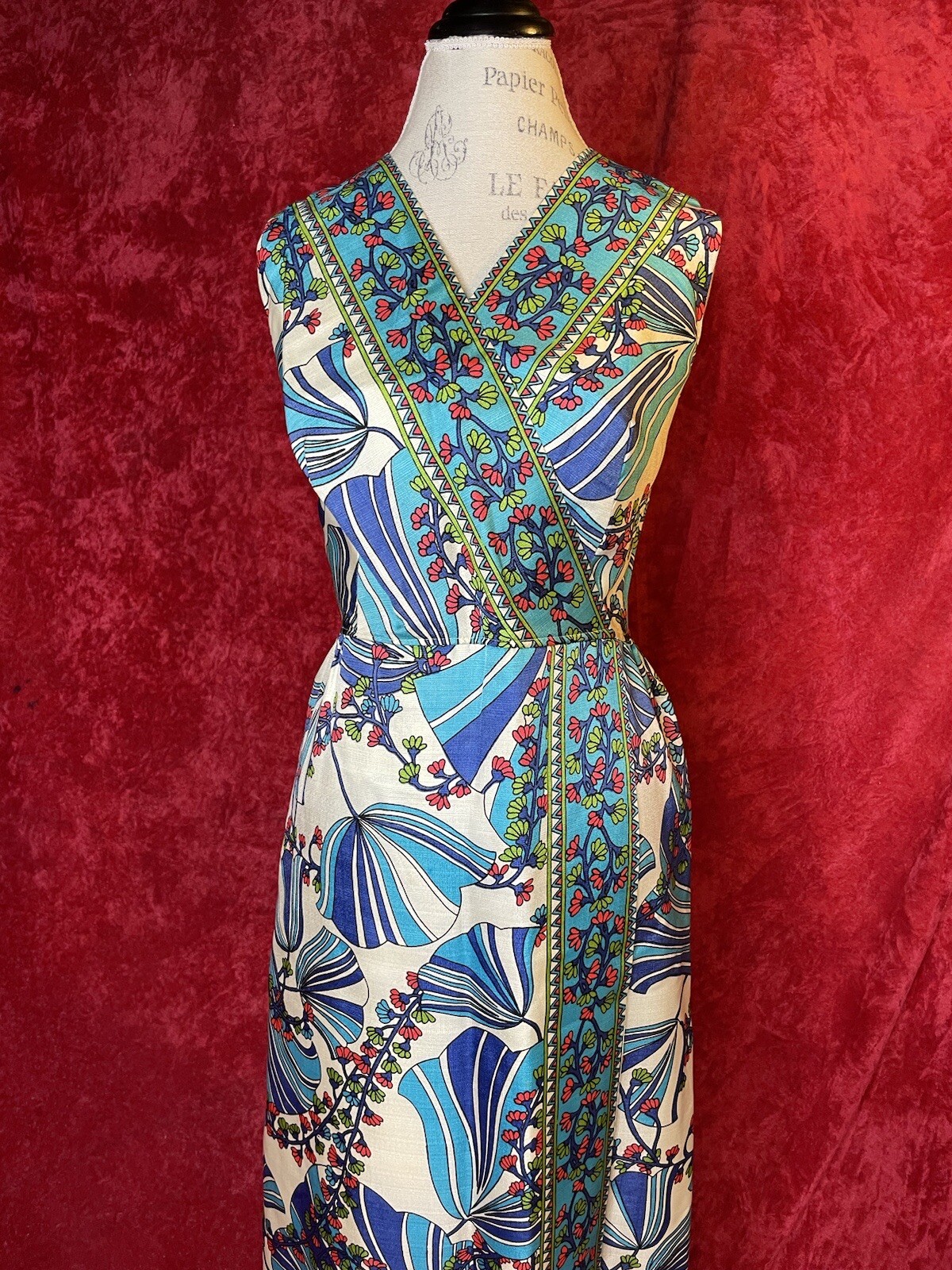 Vintage 1970s Psychedelic Trippy Floral Maxi Dress Si… - Gem