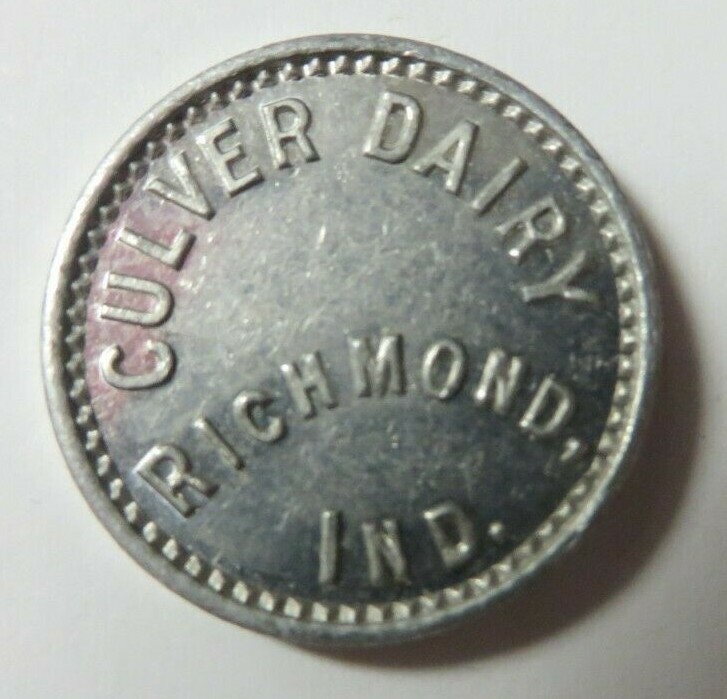 Vintage CULVER'S DAIRY Token Coin RICHMOND, INDIANA Good for 1 Quart ...