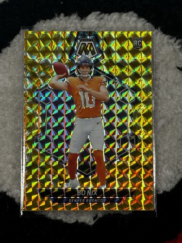 2024 Panini Mosaic Bo Nix Reactive Yellow Mosaic Prizm 312 RC Broncos ...
