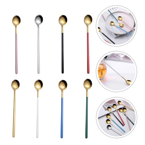 8 Pcs Long Handle Mixing Spoon Christmas Cake Spoons Stirrer Coffee ...