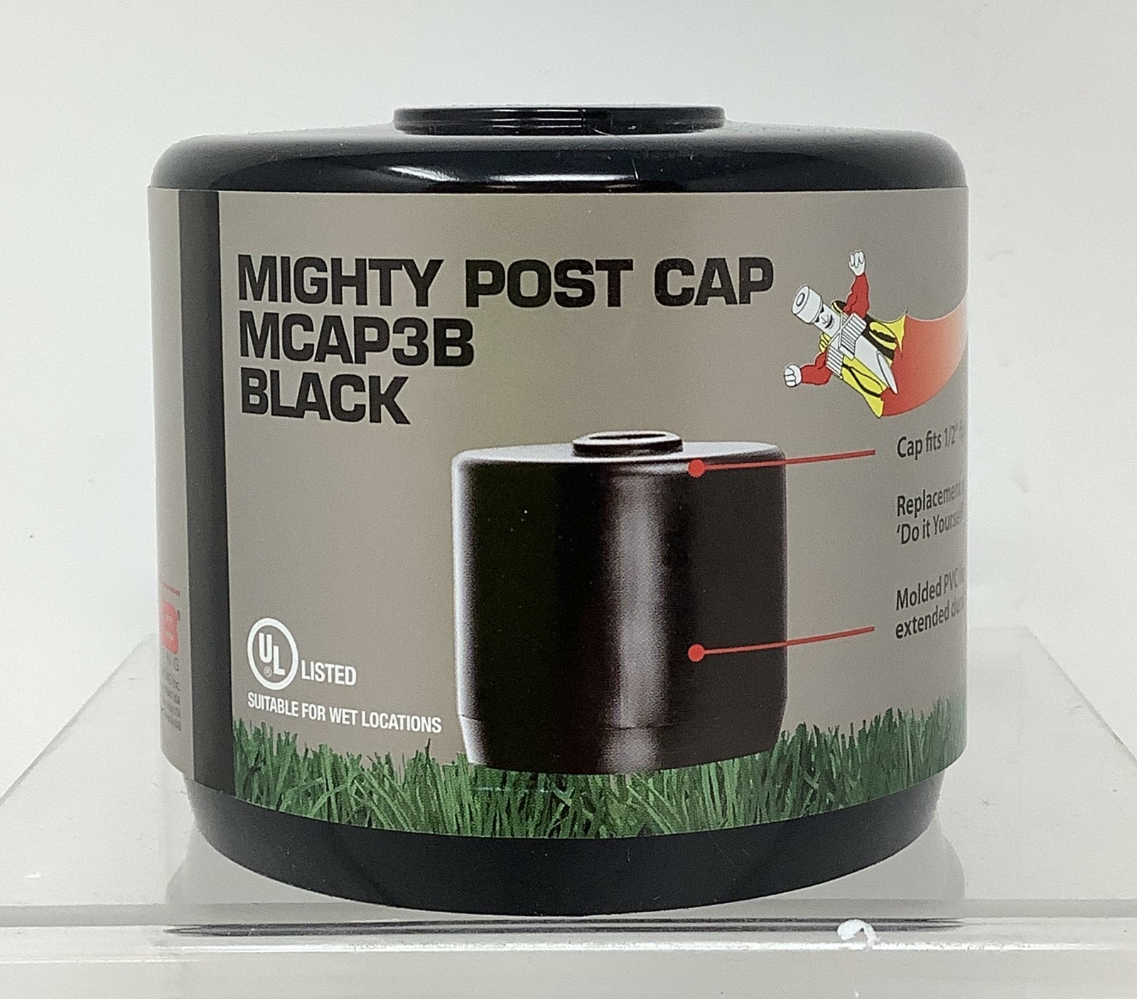 Rab+Lighting+MCAP3B+Mighty+Post+Cap+for+3%22+Pipe+2-7%2F8%22+OD+Black ...