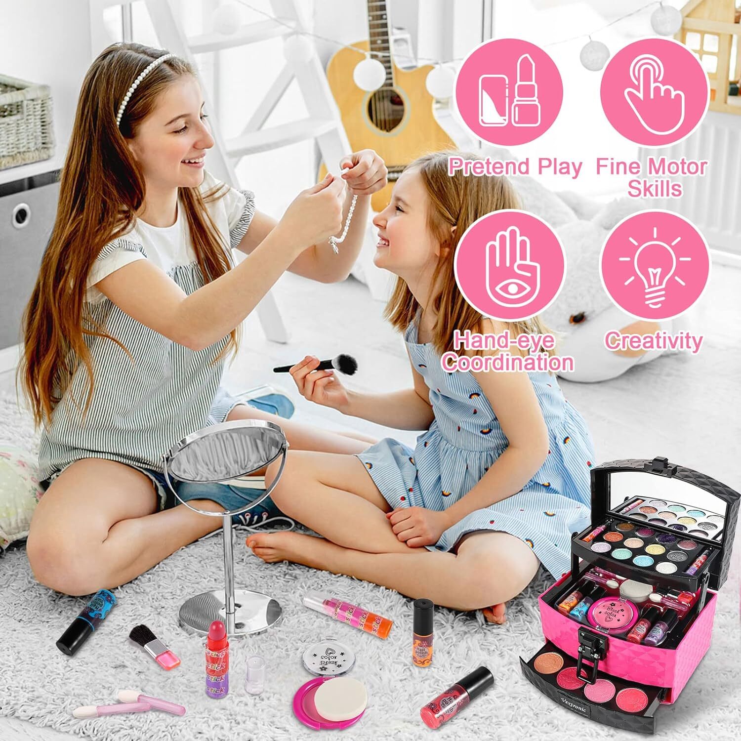 Kids Makeup Sets for Girls, Washable Toddler Makeup Kit, Non Toxic ...