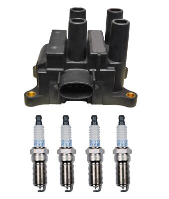 Denso Ignition Coil & 4 Platinum TT Plugs Gap 0.04 Kit For Ford Mazda ...