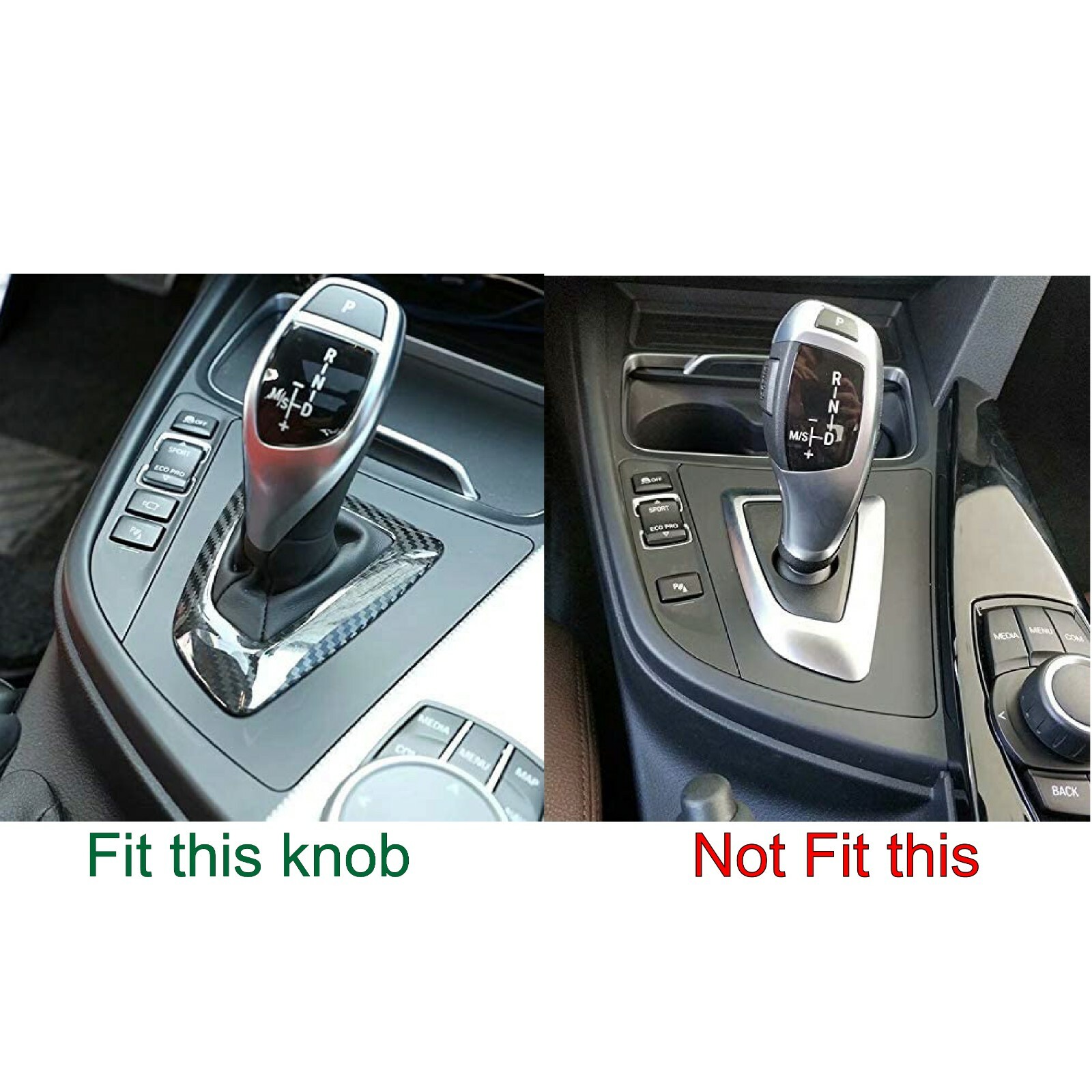 Real Carbon Fiber Gear Shift Knob Handle Cover Fits 12-18 F30 F34 328i ...