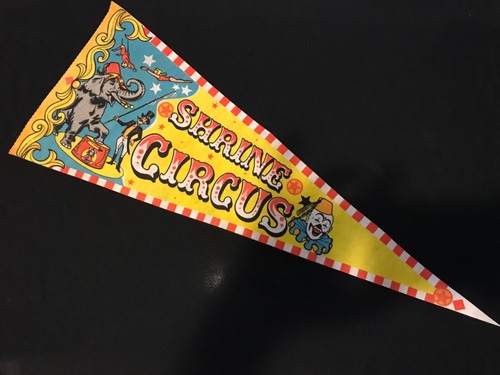 Vintage Shrine Circus Souvenir Pennant Elephant Ringmaster Clown Vivid ...