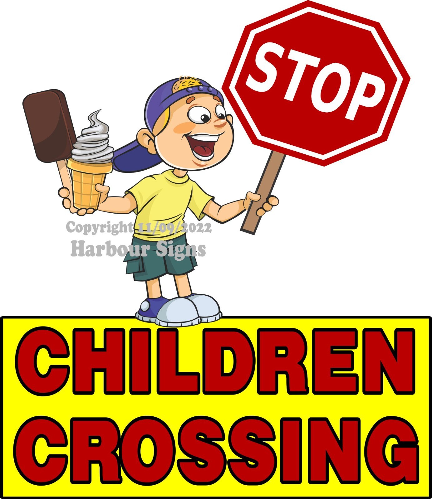 Children crossing DECAL Ice Cream Food Truck Concession Sticker (Choose ...