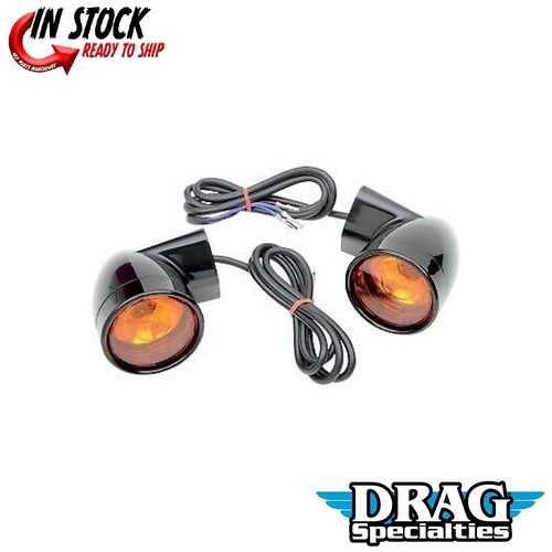 Drag Specialties 2020-0567 Gloss BLack Bullet-Style Turn Signals | eBay