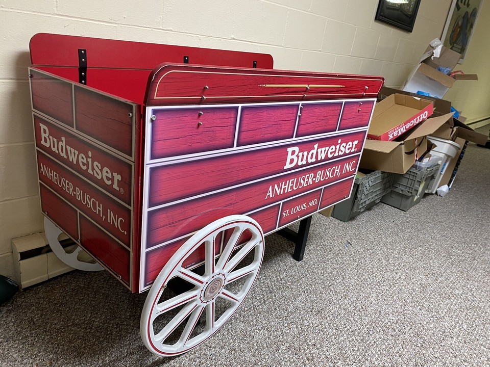 Budweiser Beer Display Cart Advertisement Promotional Display Red Wagon ...