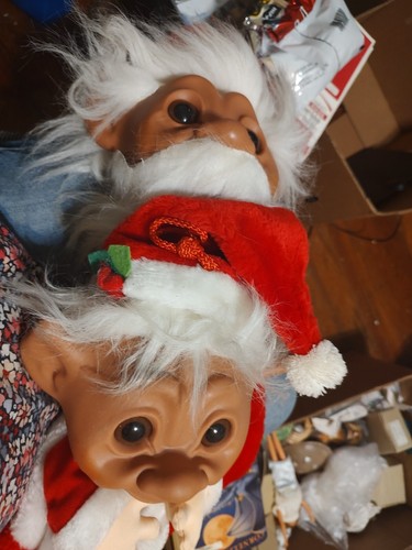 Vintage Christmas Holiday Stockings Red Velvet Big Head Decorations ...