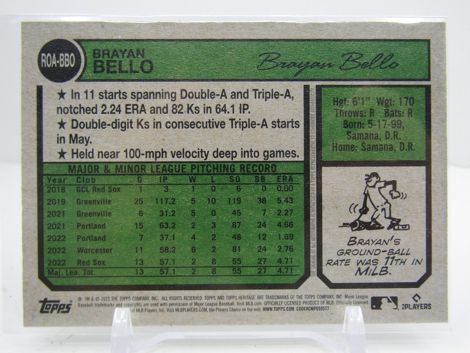 BRAYAN BELLO 2023 TOPPS HERITAGE REAL ONE AUTOGRAPH AUTO ROOKIE! RED ...