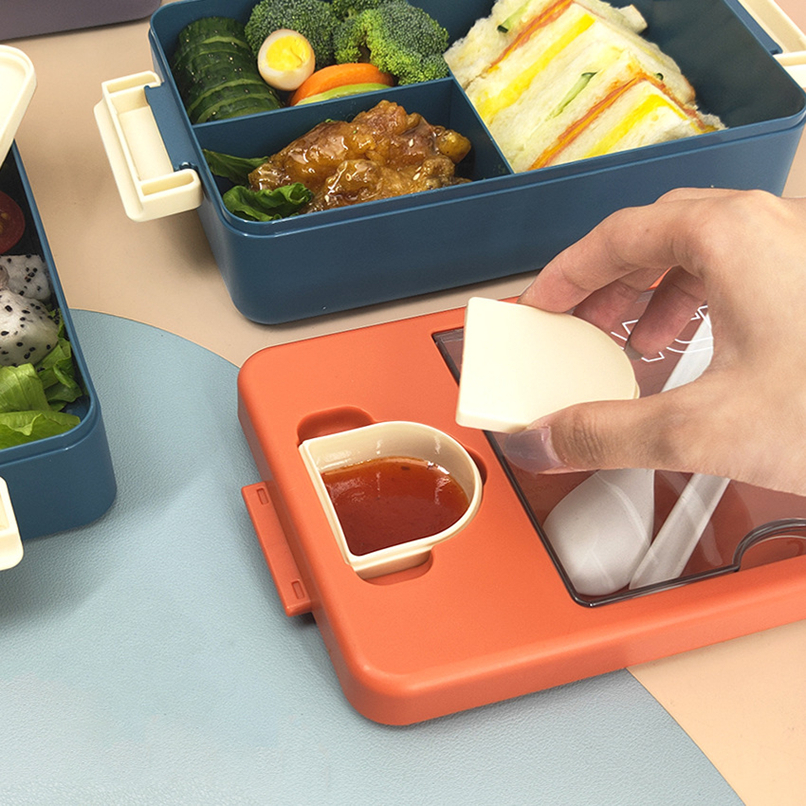 2000ml Lunch Box Double Layer Hold Dishes Students Adults Lunch Bento ...