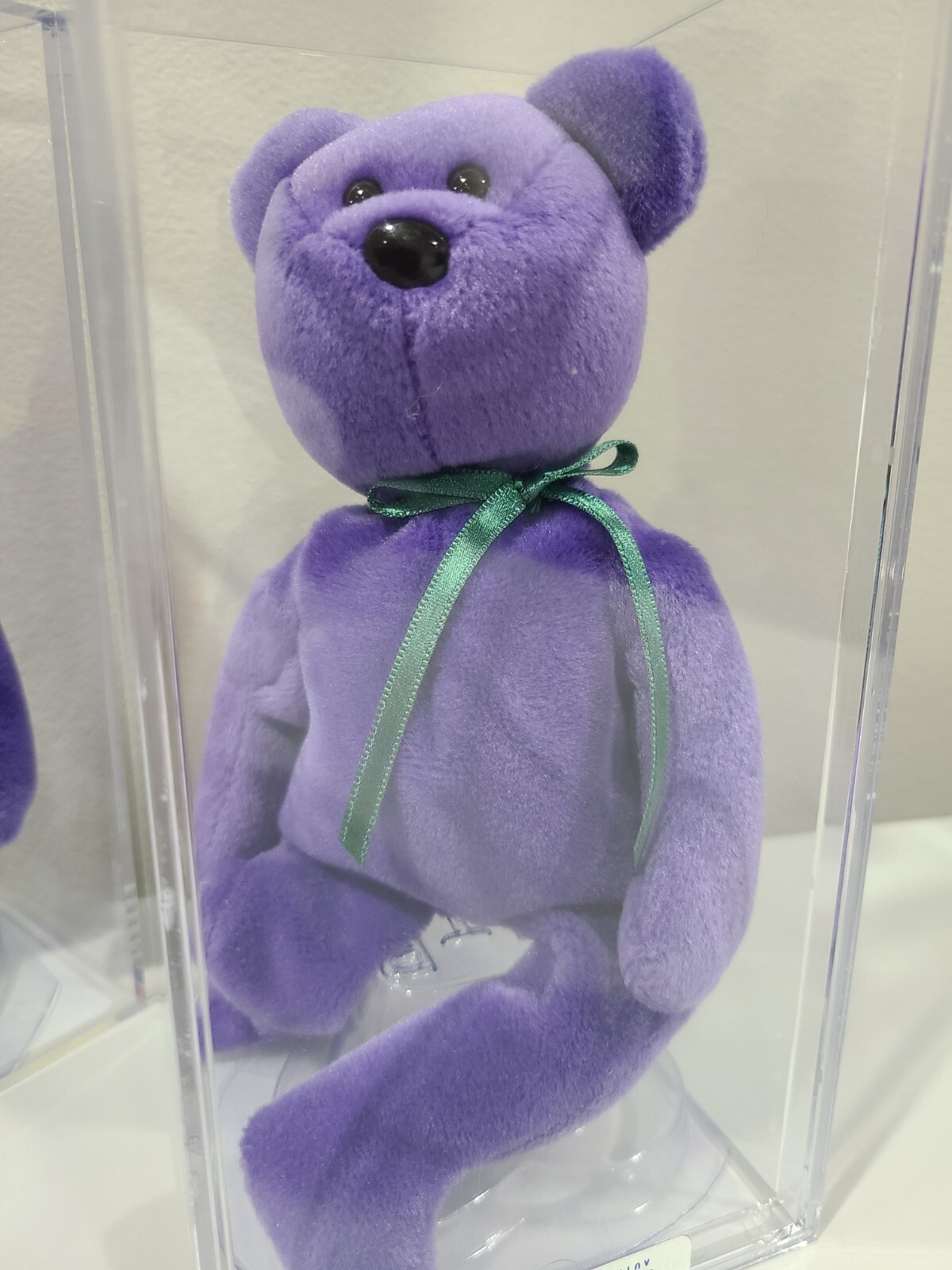 Ty Beanie Baby Rare Violet Employee Teddy Bear Red & Green Ribbon Set ...