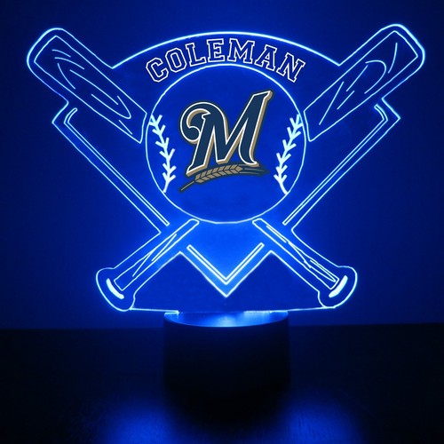 Milwaukee Brewers MLB Baseball LED Sports Fan Lamp, Personalized FREE ...