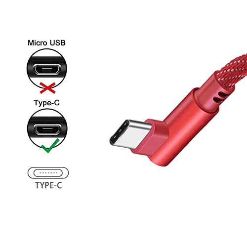 2 Pack 3FT Right Angled USB Type C Cable Double-Side Reversible Nylon ...