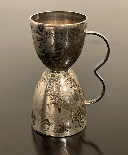Mexico Sterling Silver Double Shot Cup with Modern Handle 2.85” Tall ...