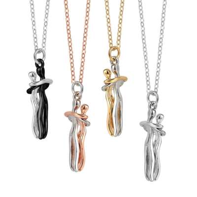 Couple Hug Pendant Affectionate Embrace Necklace Women Valentine's Day ...