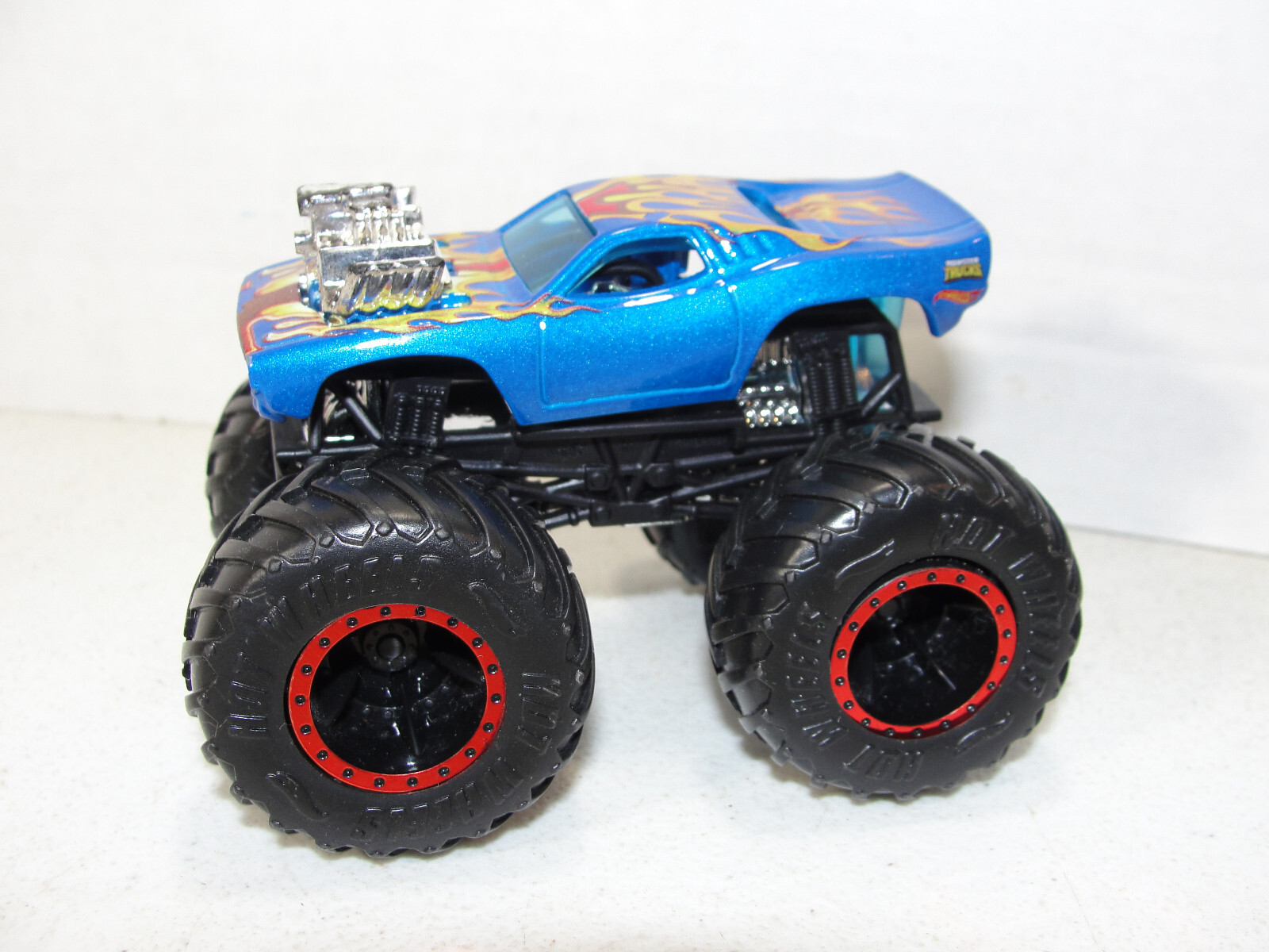 Hot Wheels Monster Trucks Blue with Flames Rodger Dodger Loose Diecast ...