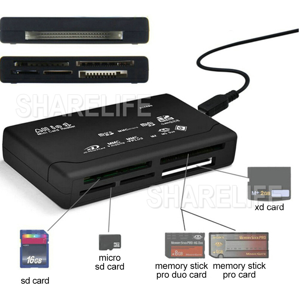 USB 2.0 All in One Multi Memory Card Reader CF SD SDHC MS TF M2 XD MMC ...
