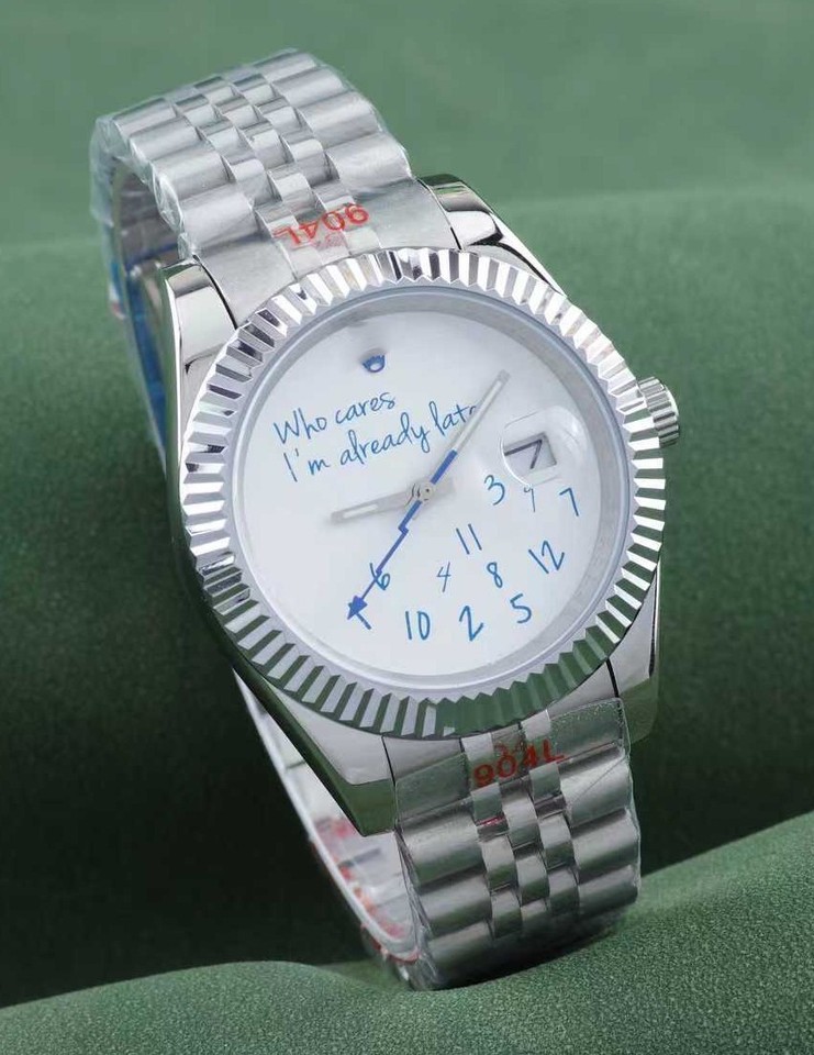 Mens watch NH35 watch "Who Cares I'm already Late" dial 40MM | eBay