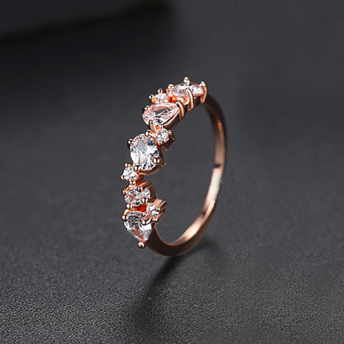 Simple Brass Inlaid Zircon Ring Womens Fashion Gold Plated Jewelry Gift ...