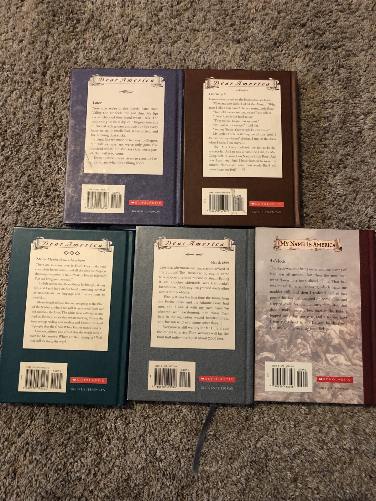 Lot 5 DEAR AMERICA Books Diaries HC Heart Prairie Railroad Chased Civil ...