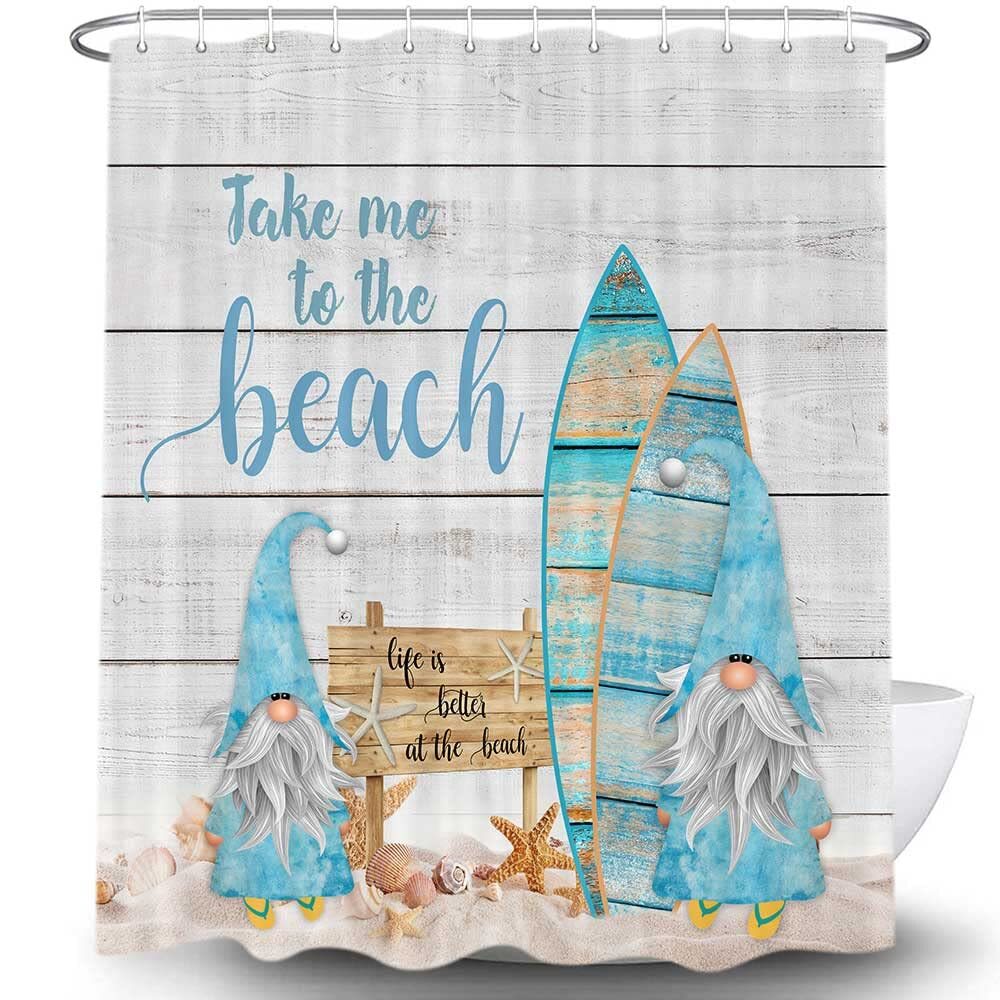 Surfer Shower Curtain Beach Blue Waves Surfer Shower Curtain