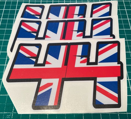 3 X Racing Numbers with Union Jack - Vinyl Stickers Decals Race ...
