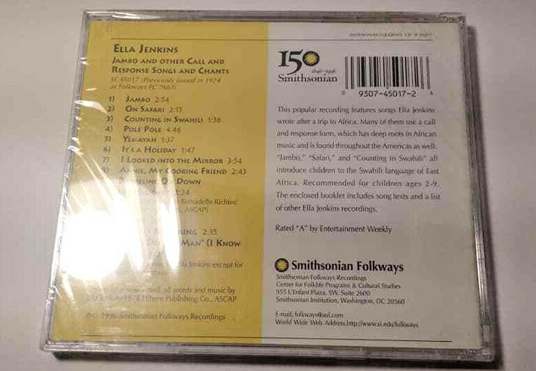 Jambo Songs & Chants by Ella Jenkins (CD, 1996, Smithsonian Folkways ...