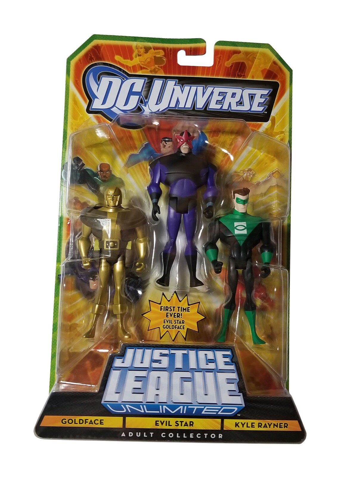 DC UNIVERSE JLU GOLDSTAR, EVIL FACE, KYLE RAYNER MATTEL 3-PACK NIB | eBay