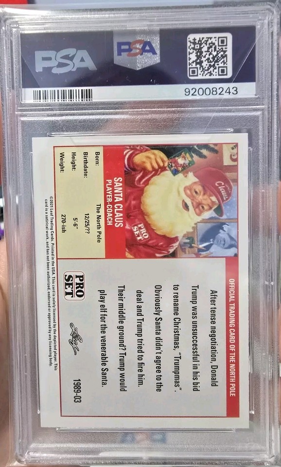 2021 Leaf Pro Set Donald Trump Santa Claus #1989-03 PSA 9 MINT | eBay