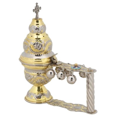 Orthodox Hand Incense Burner Censer Church Thurible Bells Enamel Detail ...