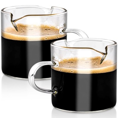 2 Pcs Espresso Cups,4 Oz Espresso Shot Glass,Double Spouts Coffee Cups ...