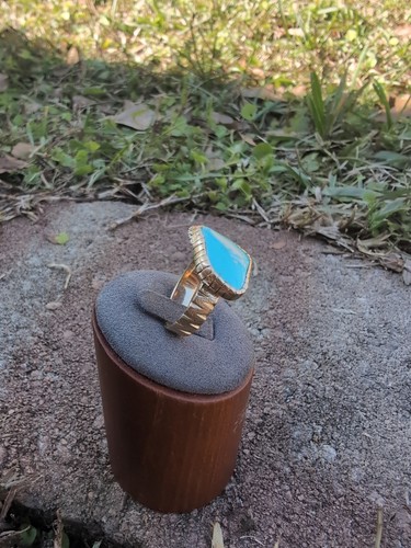 Handmade Kingsman Turquoise 14k Gold Ring Size 10 ½ | eBay