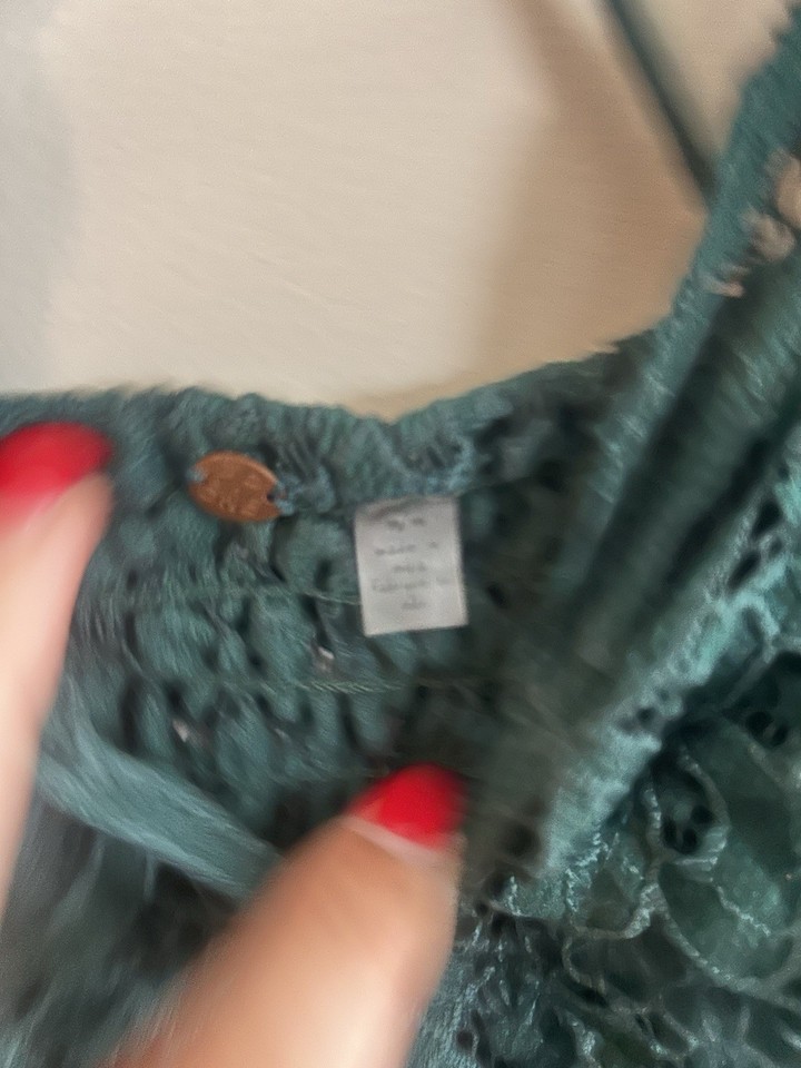 Free People FP One Adella Mini Slip Dress Green Boho fairy Womens ...