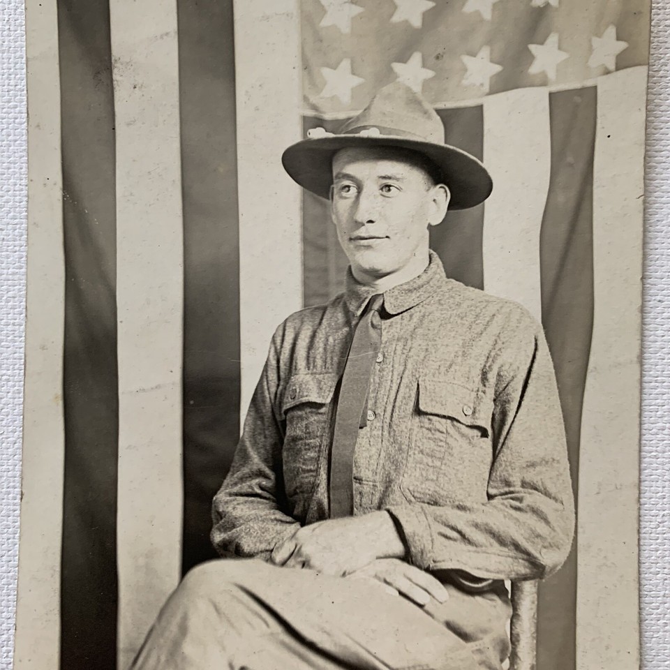 Antique RPPC Real Photograph Postcard Handsome American Soldier Pre WW1 ...