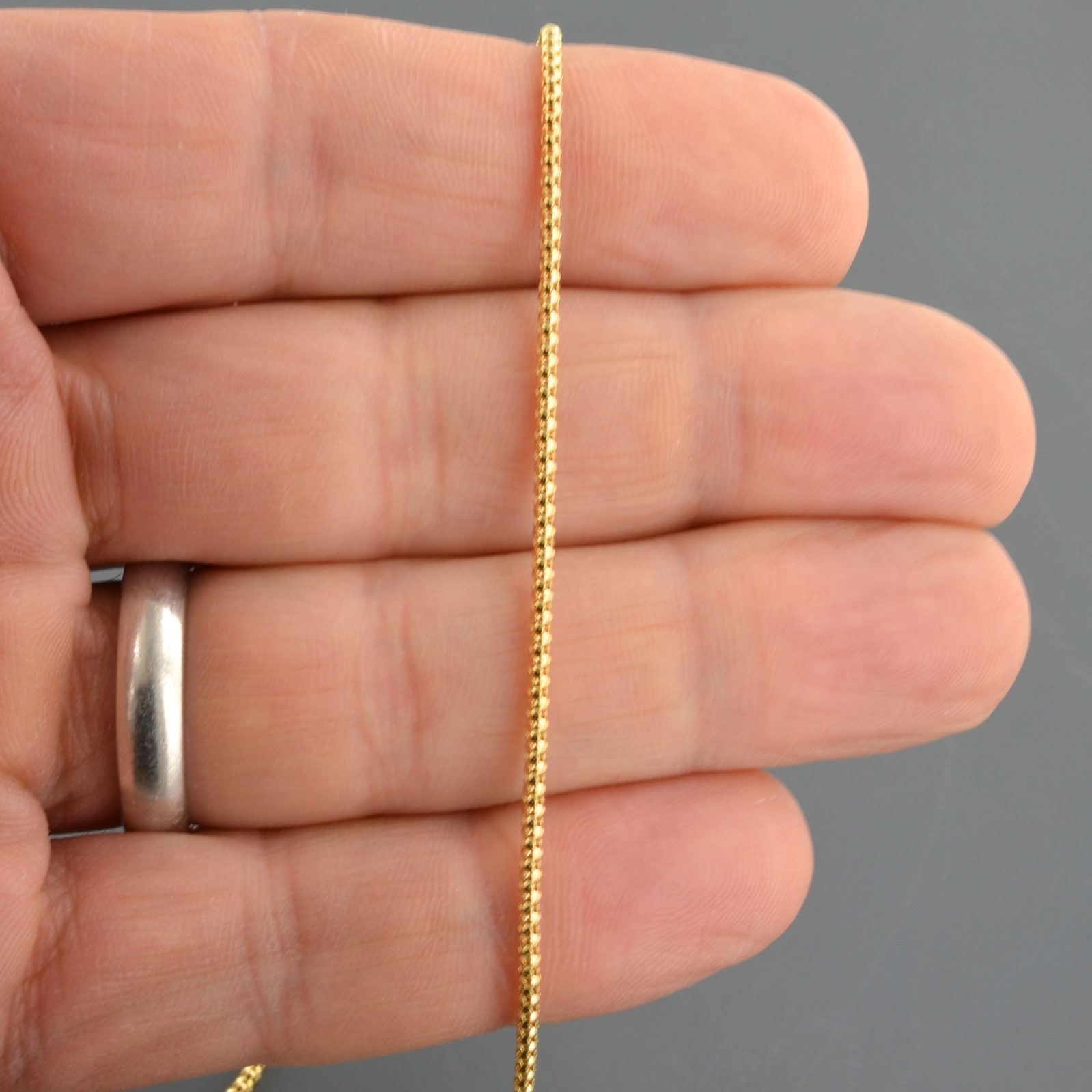 18K YELLOW GOLD 1.4mm ROUND POPCORN 18" PENDANT CHAIN NECKLACE | eBay