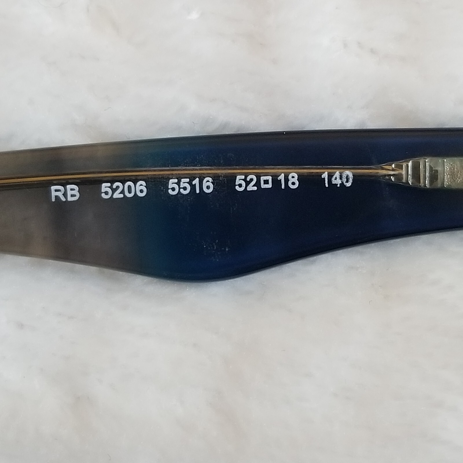 Ray-Ban RB5206 5516 Blue Crystal Rectangle Eyeglass Frame 52-18-140 mm ...