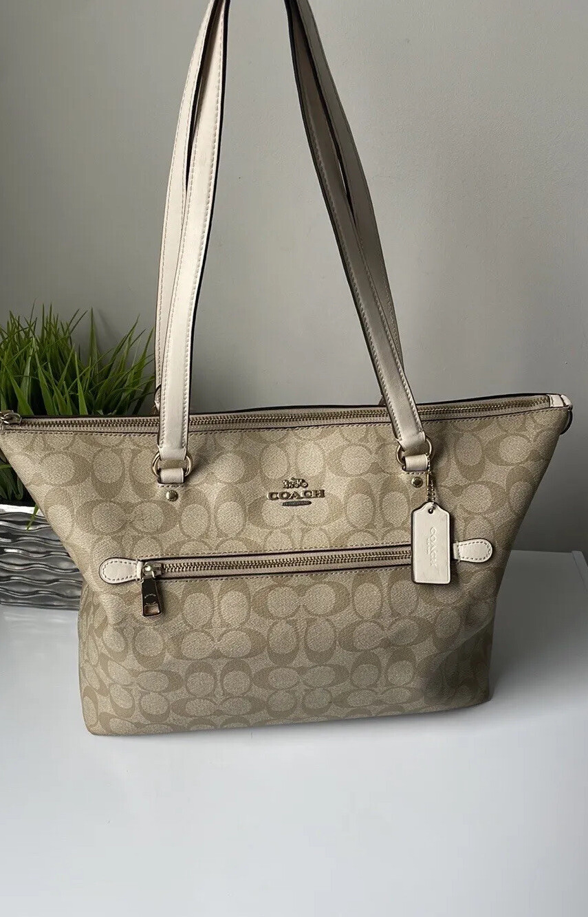 Coach F79609 Signature Coated Canvas Khaki Chalk Gall… - Gem